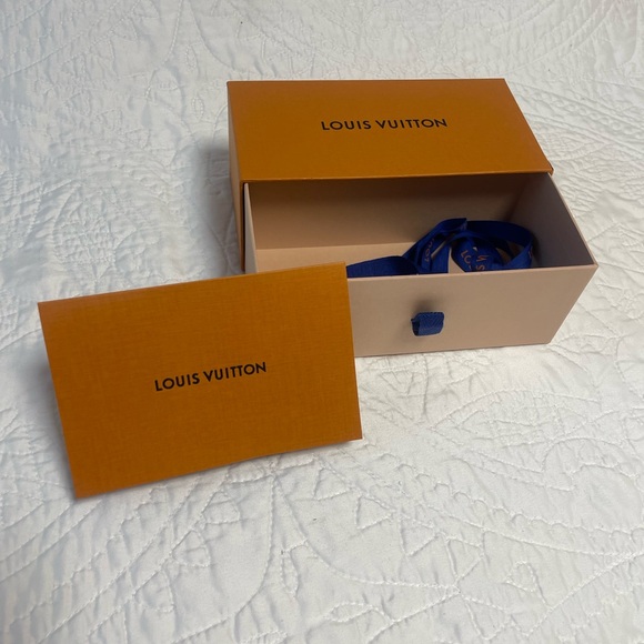 Louis Vuitton | Accessories | Louis Vuitton Orange Box With Blue Ribbon ...